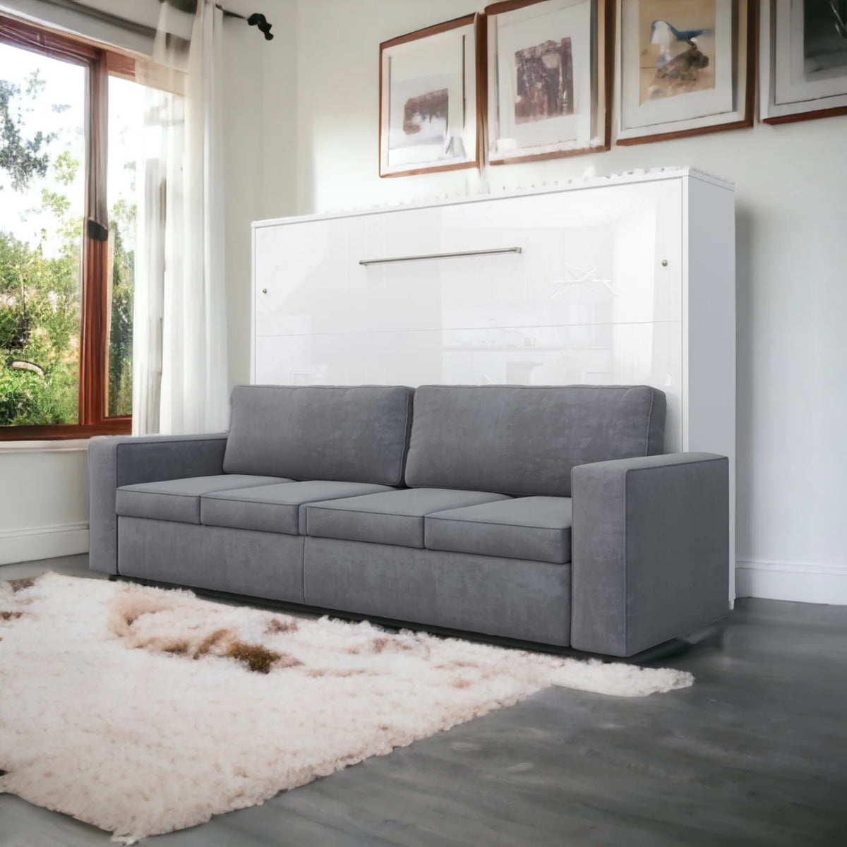 Maxima House Horizontal Murphy Bed Invento with Sofa, European Queen ...