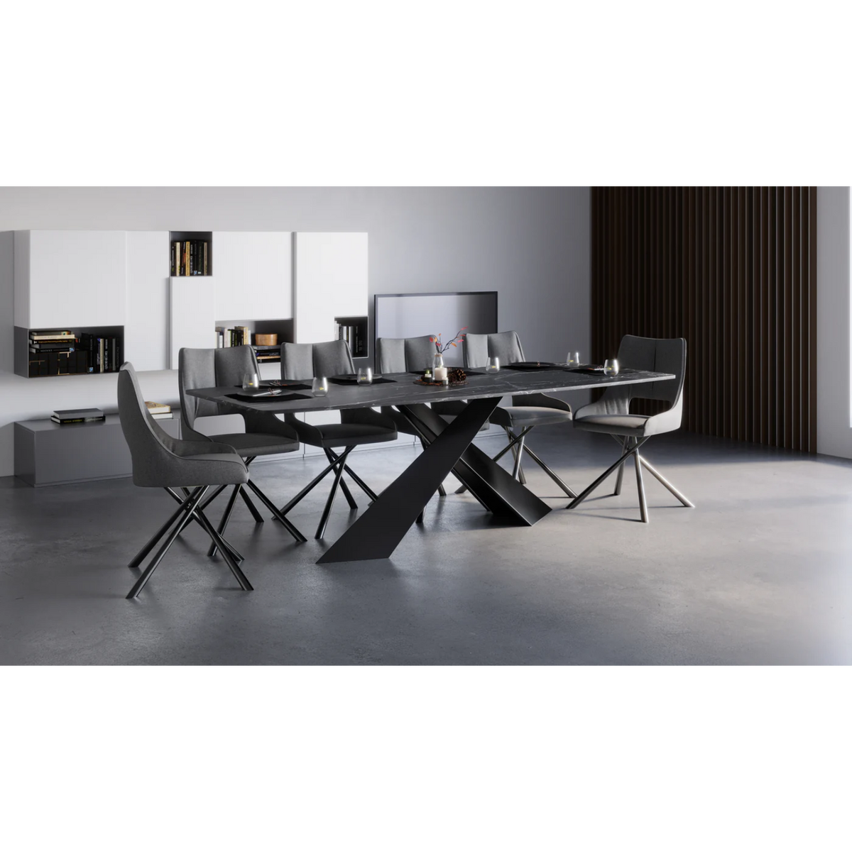 Maxima House Dining Set Olivia 7 Pcs. Modern Faux Marble Dining Table