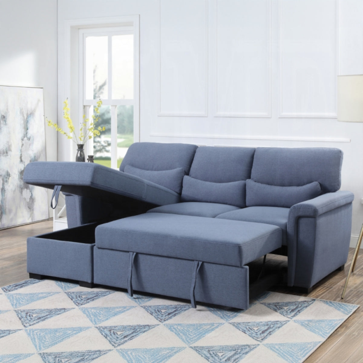 ACME Haruko Reversible Sectional Sofa W/Sleeper & Storage — Bed & Sofa Hub
