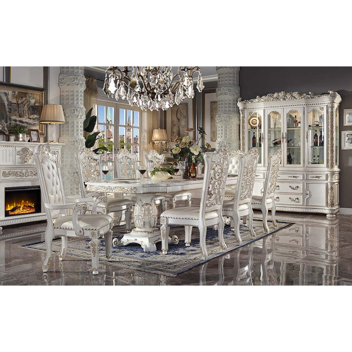 ACME Vendome Dining Table W/Pedestal Base — Bed & Sofa Hub